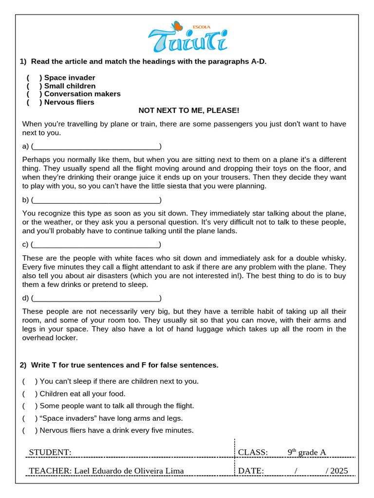 Atividade Extra 2 - 9o Ano A - Present Continuous - Profº Lael Eduardo | PDF