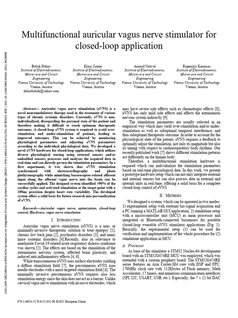 Multifunctional Auricular Vagus Nerve Stimulator For Closed-Loop ...