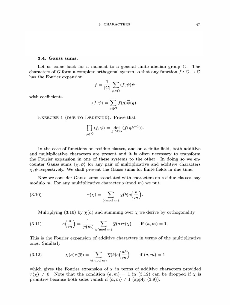 Gauss Sums | PDF | Number Theory | Ring Theory