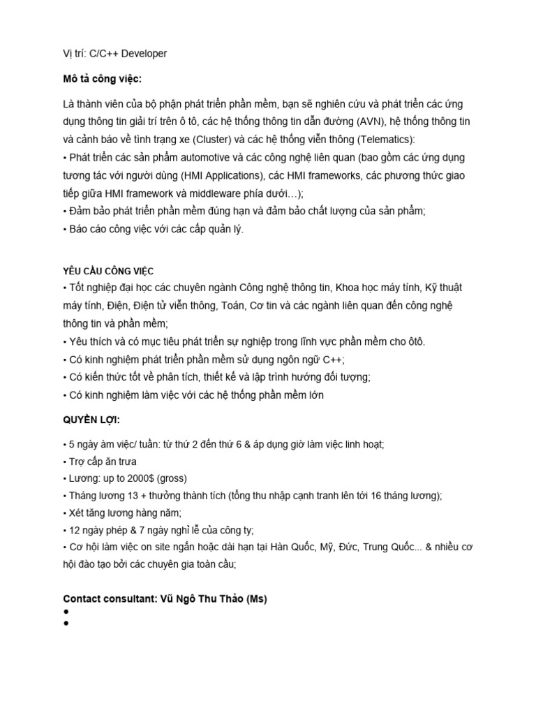 JD - Software Development - Senior C.C++ | PDF