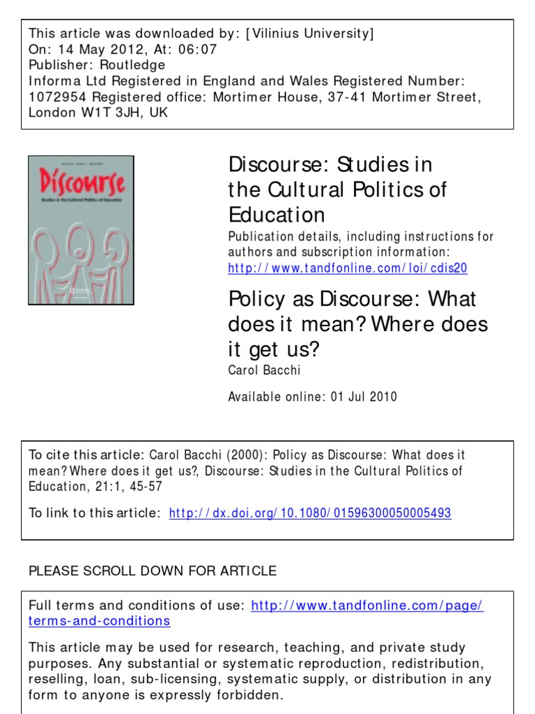 Policy As Discourse | PDF | Discourse | Postmodernism