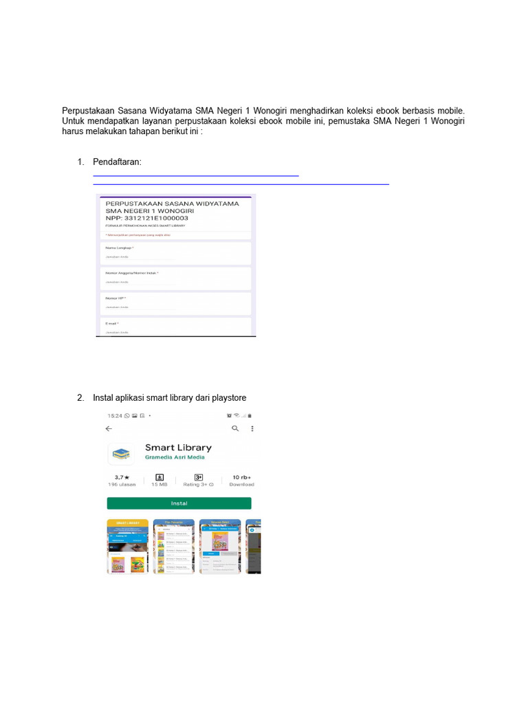 Panduan Akses Smart Library SMA 1 Wonogiri | PDF