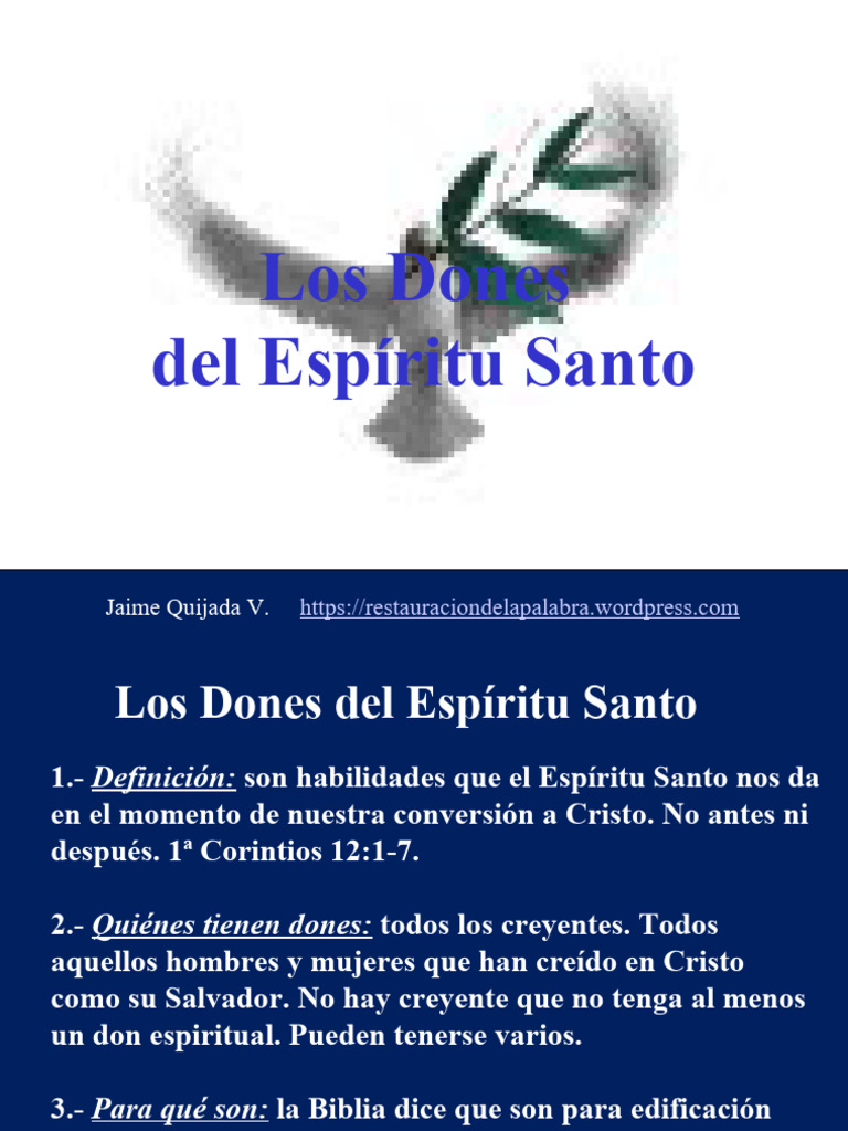 Dones del Espíritu Santo: Guía Esencial | PDF | Don espiritual ...