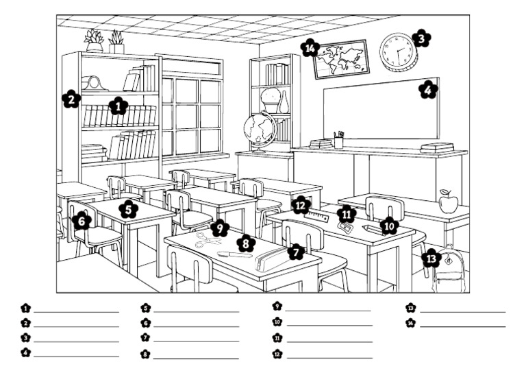 School Objects Worksheet in Black and White (Grade2) | PDF