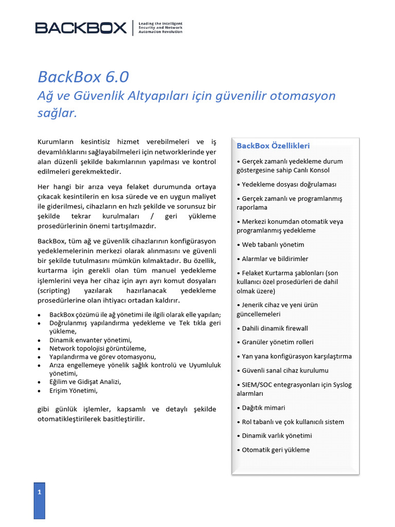 BackBox 6.0 Datasheet Türkçe | PDF