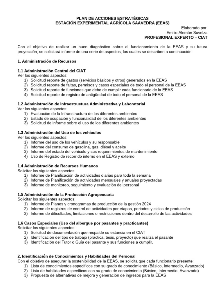 Plan Estratégico EEAS: Diagnóstico y Proyección | PDF | Planificación ...