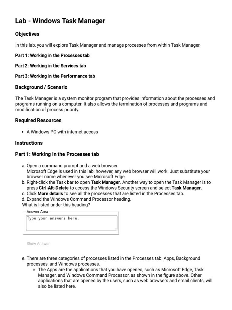 Lab Windows Task Manager | PDF | Application Software | Microsoft Windows