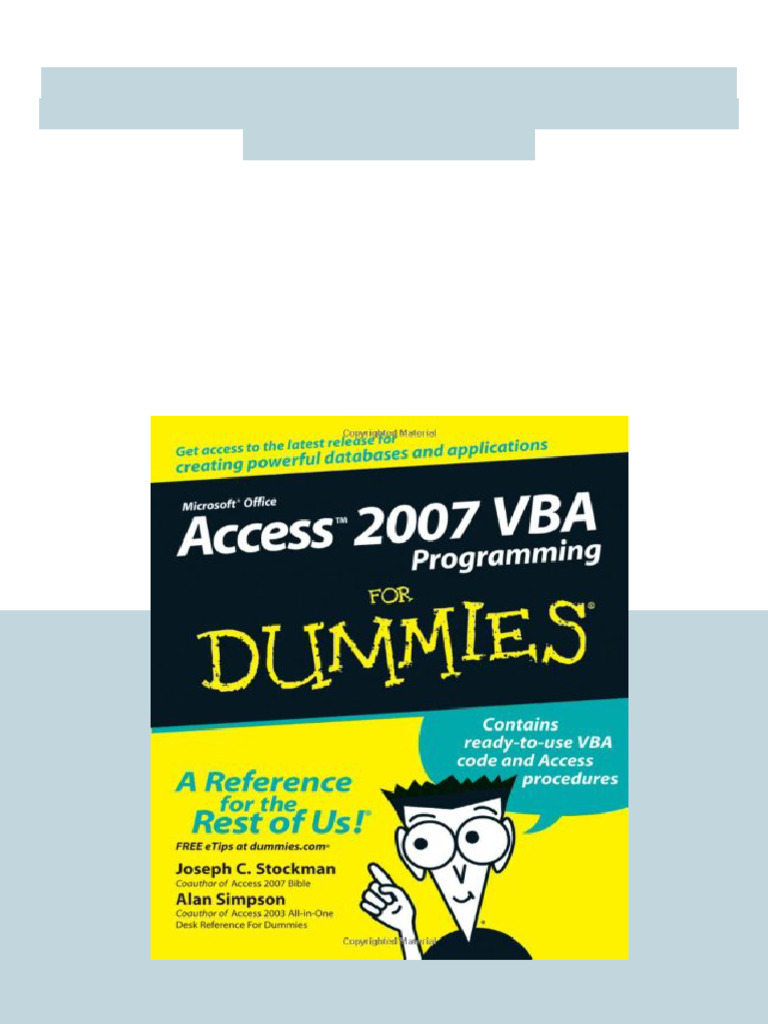 (Ebook) Access 2007 VBA Programming For Dummies by Joseph C. Stockman, Alan Simpson ISBN ...