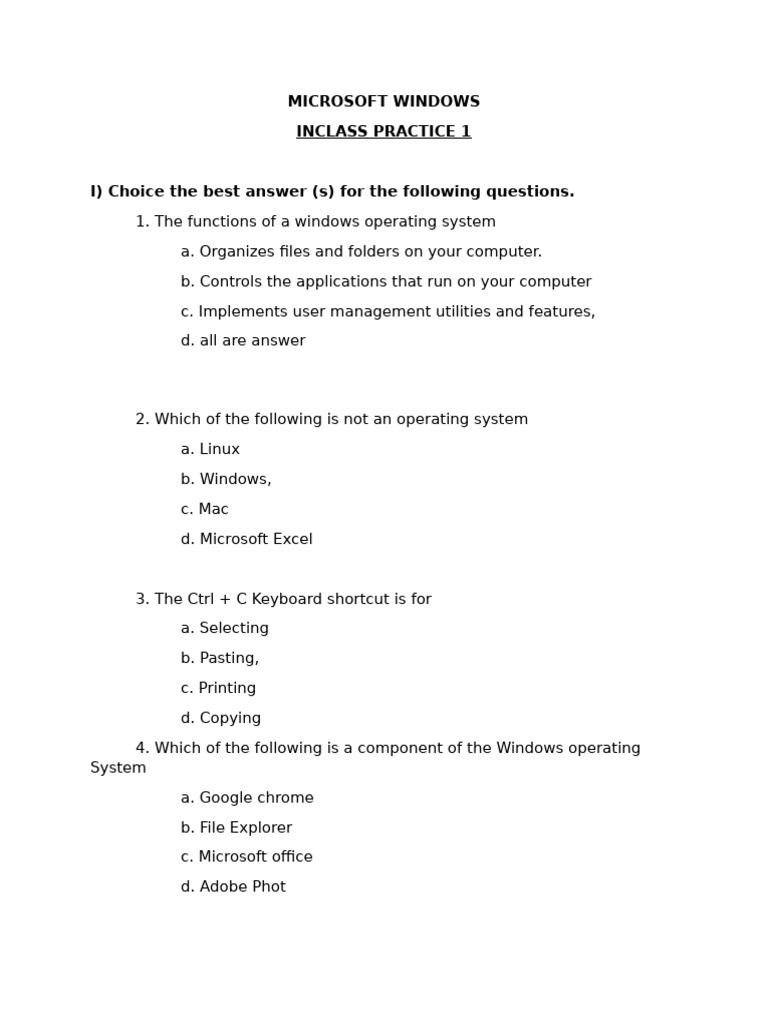 Windows Inclass Practice 1 | PDF