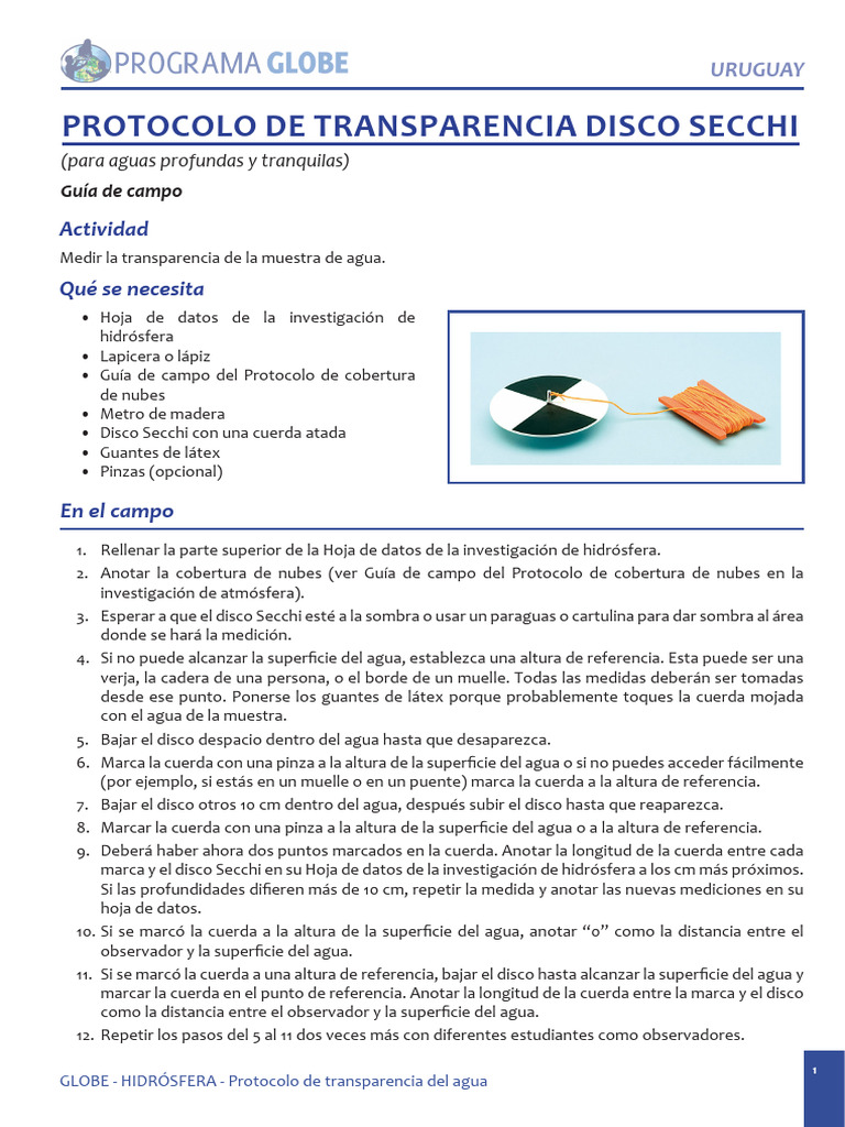 Protocolo de Transparencia Disco de Secchi GC | PDF
