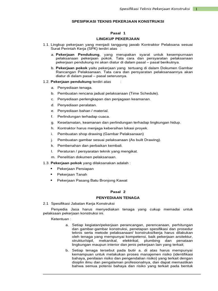 Spesifikasi Teknis Bronjong (TPA Srabah) | PDF