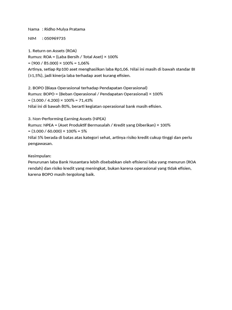 Analisis NPEA dan Kinerja Bank | PDF