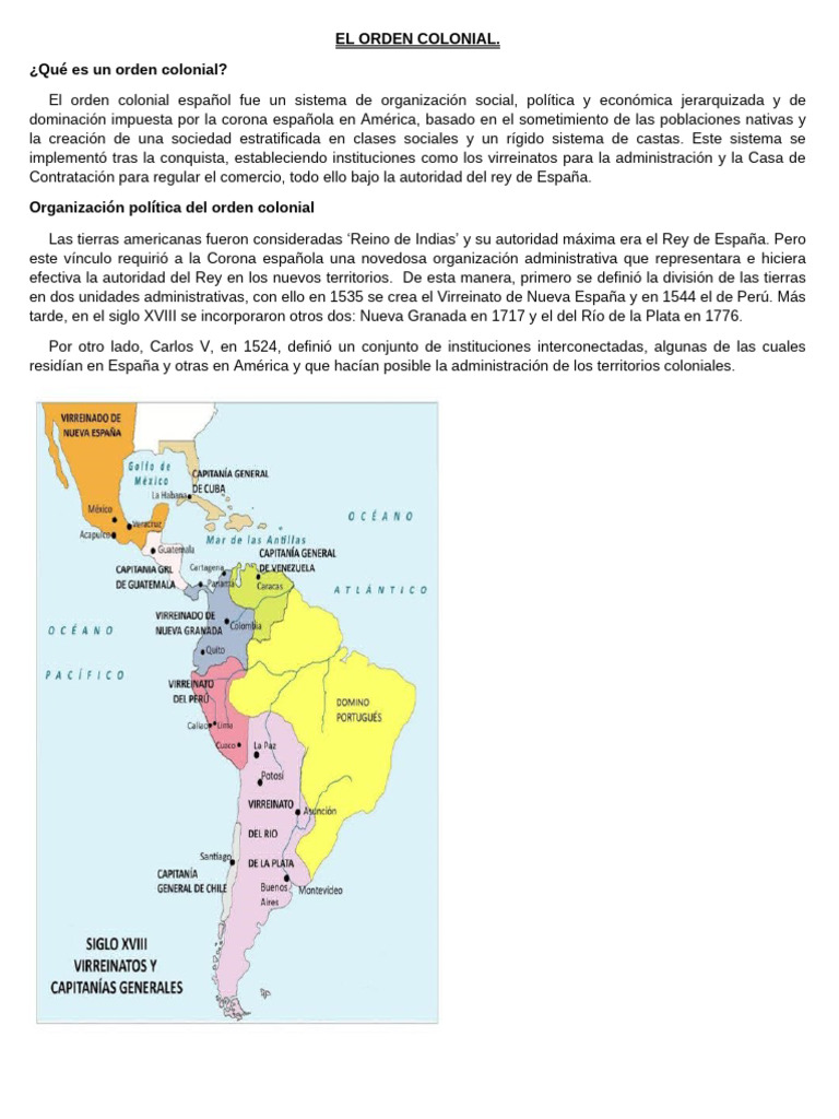 El orden colonial español en América | PDF | Nueva españa | Agricultura