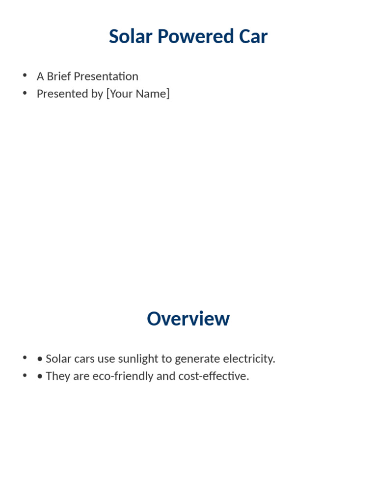 Solar Powered Cars: Benefits & Innovations | PDF