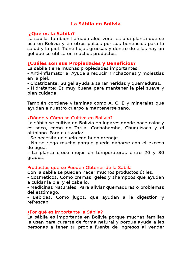 La Sábila en Bolivia | PDF | Productos cosméticos