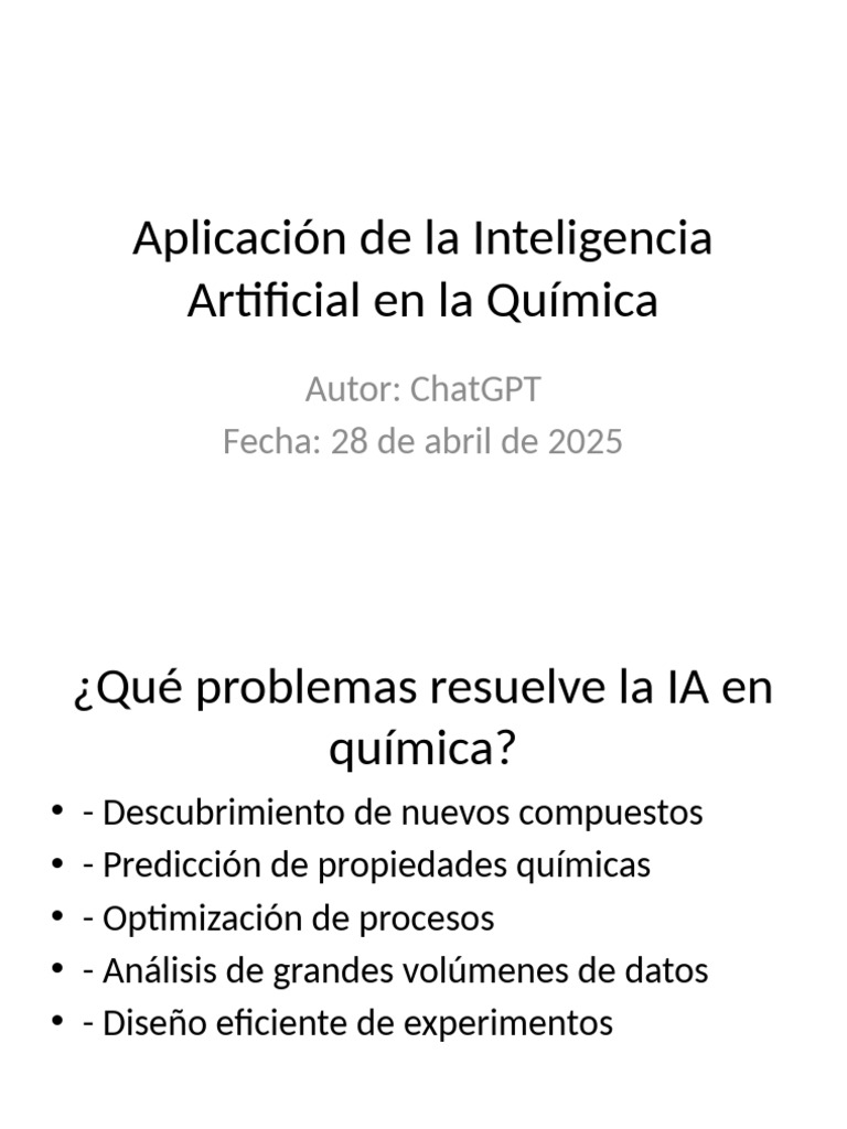 IA en Química: Innovaciones y Desafíos | PDF