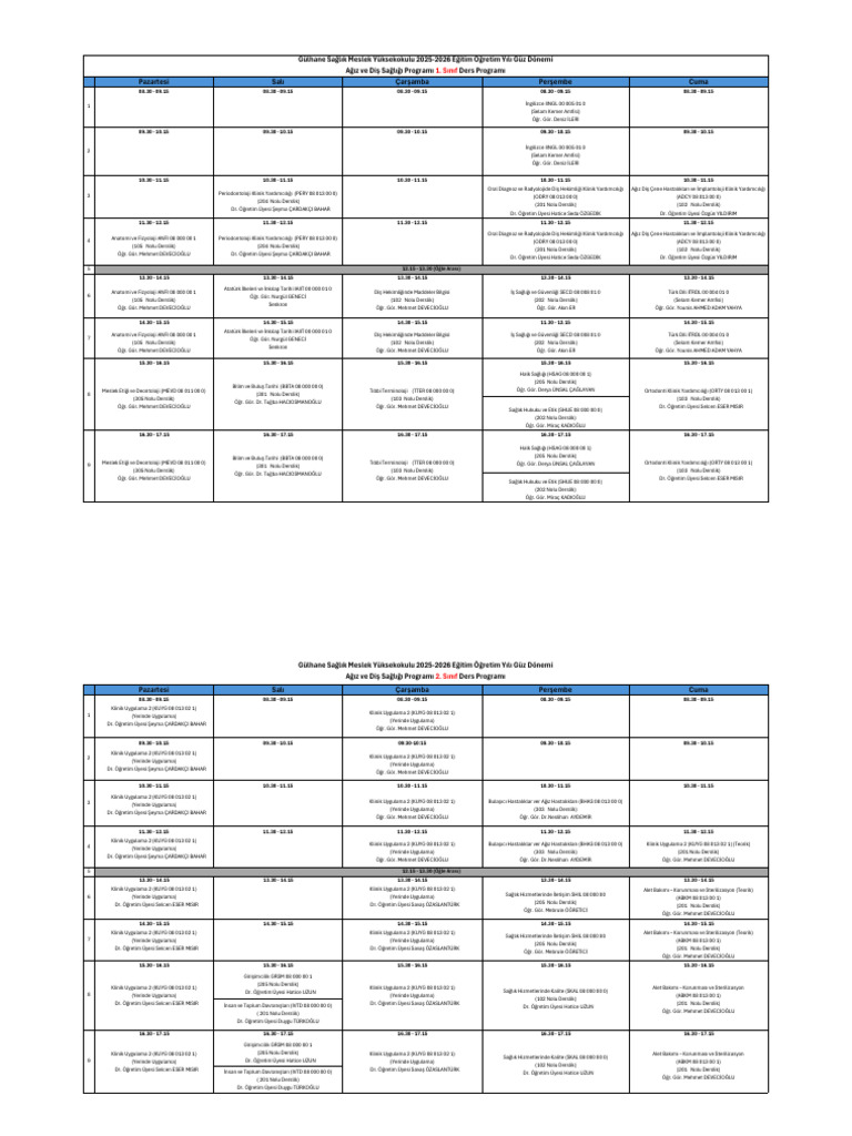 2025 2026 Guz Donemi Ders Program 170925 1 | PDF