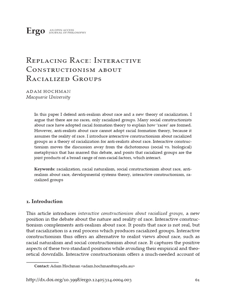 Replacing Race Interactive Constructionism About Racialized | PDF ...