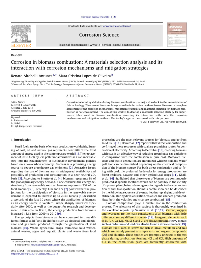 Corrosion in Biomass Combustion | PDF | Corrosion | Biofuel