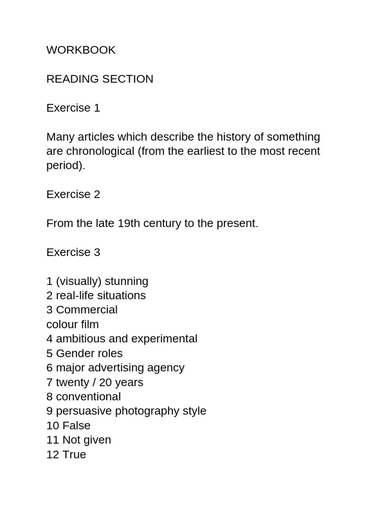 Reading and Listening Workbook Exercises | PDF