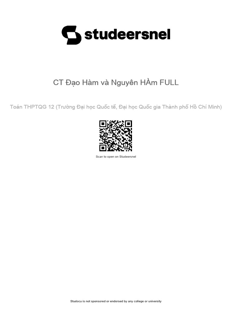 CT Đ o Hàm Và Nguyên Hàm Full CT Đ o Hàm Và Nguyên Hàm Full | PDF