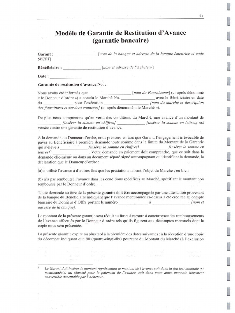 Modèle de Garantie de Restitution D'avance | PDF
