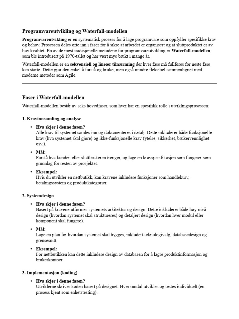 Waterfall Og Utvikling | PDF