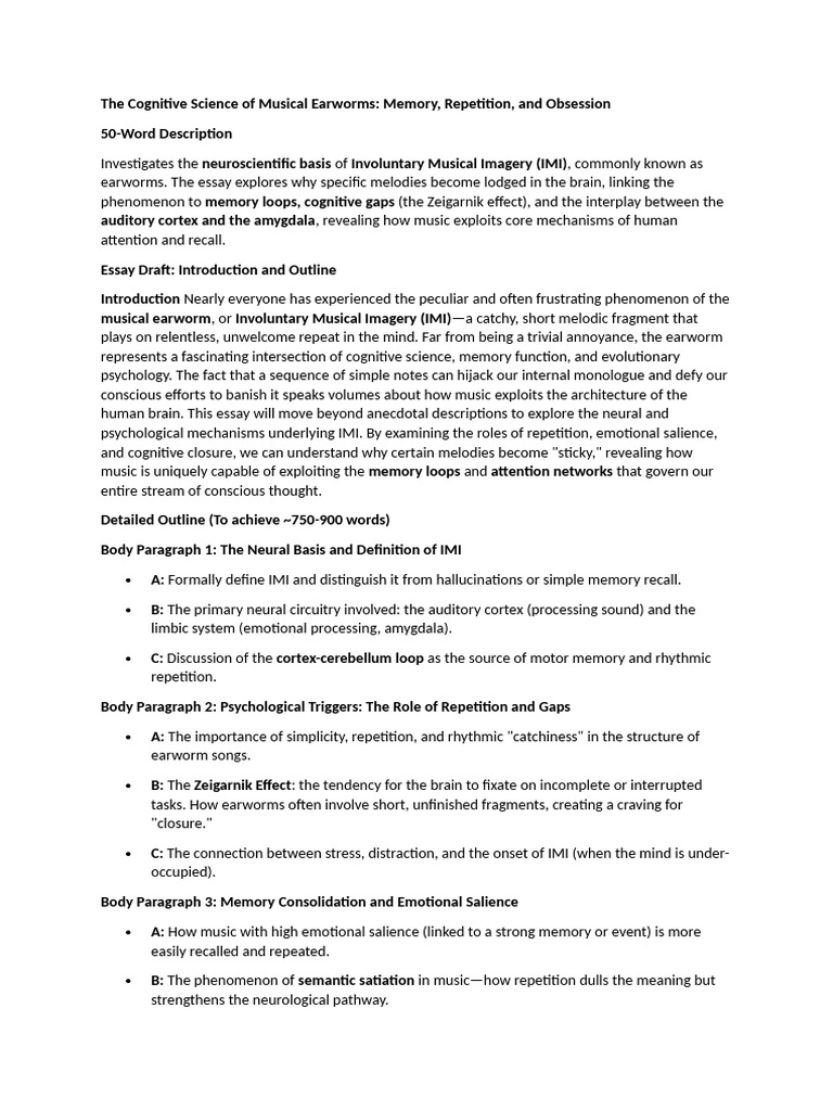 Understanding Musical Earworms: IMI Science | PDF | Memory | Cognitive ...