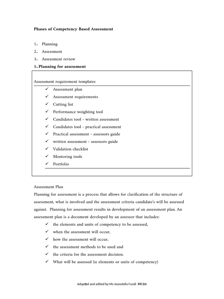 Competency-Based Assessment Phases | PDF | Educational Assessment ...