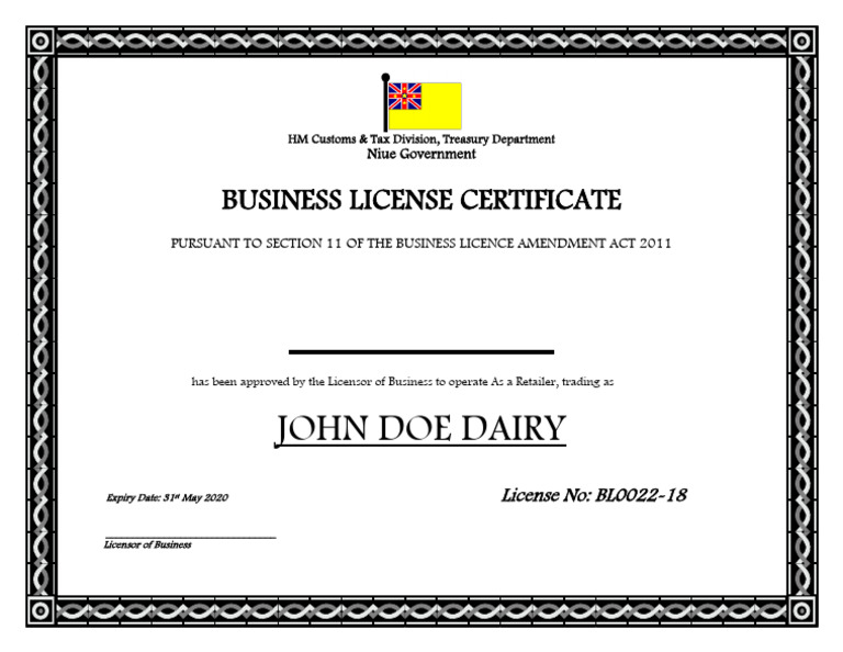 Business License Example - 1 | PDF