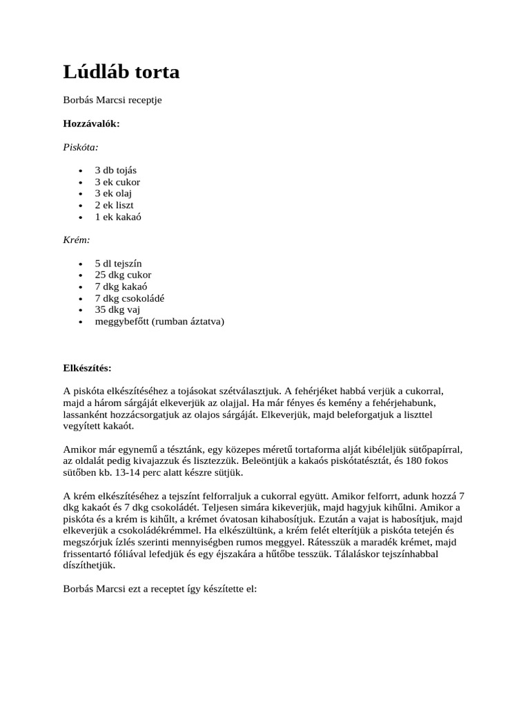 Lúdláb Torta | PDF