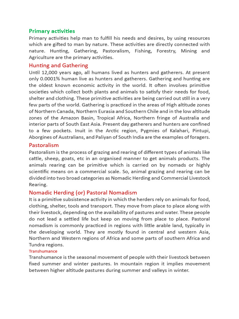 Primary Activities | PDF | Agriculture | Mining