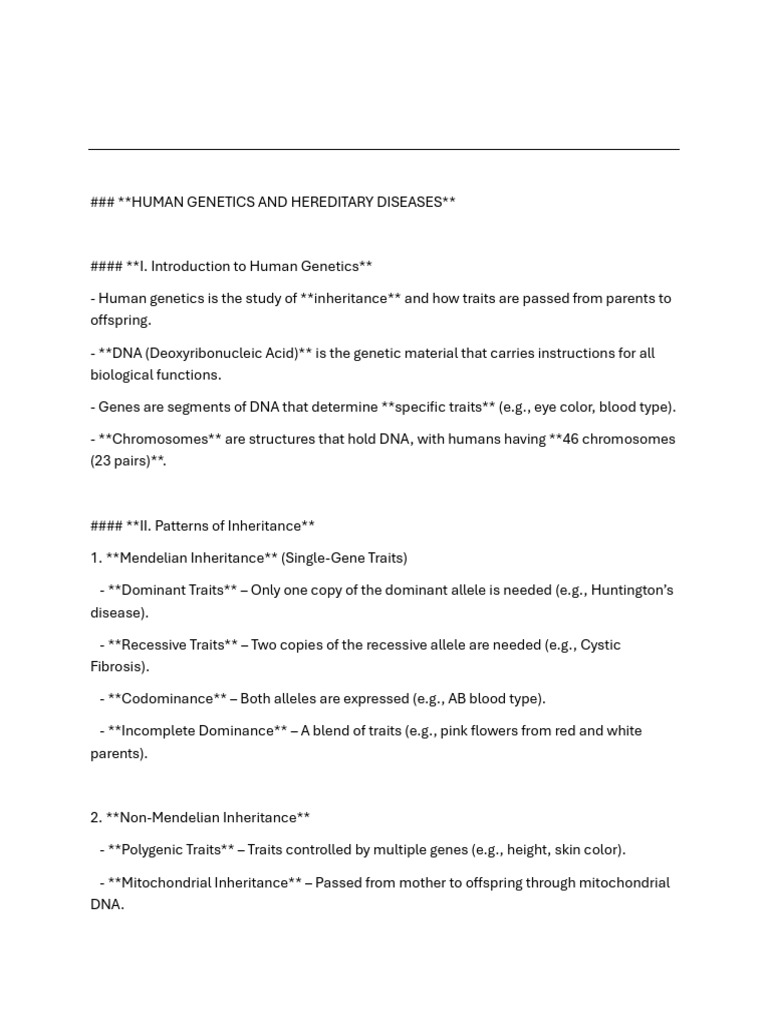 biology-notes-human-genetics | PDF | Genetic Disorder | Dominance ...