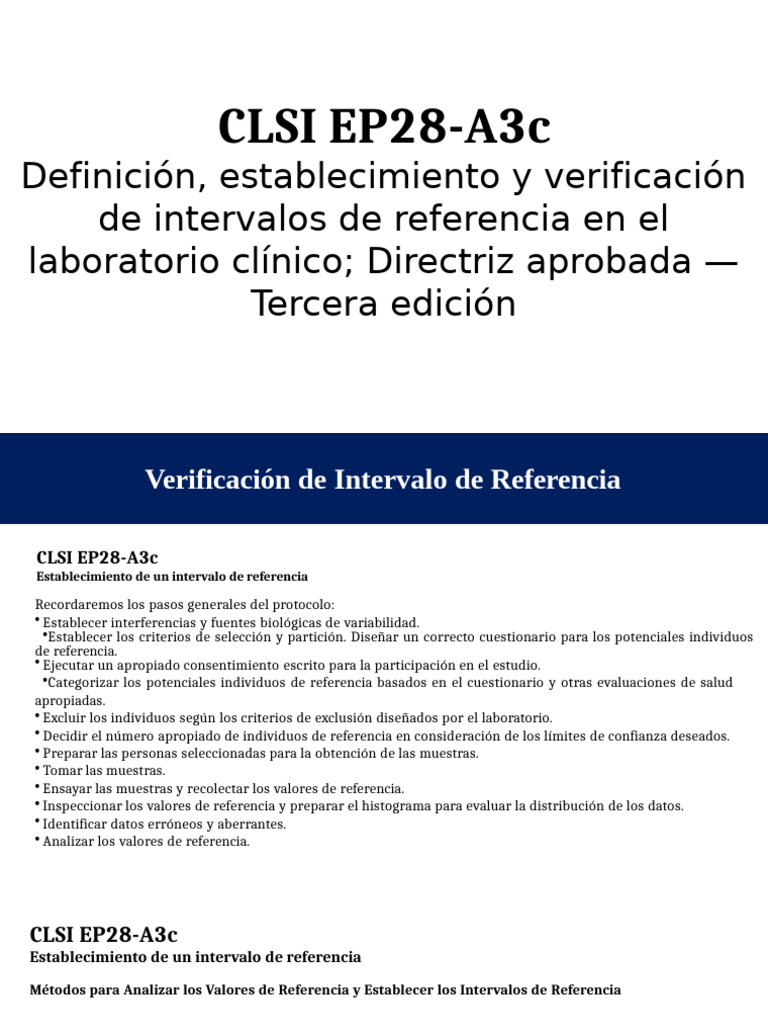 Establecimiento de Intervalos de Referencia CLSI EP28-A3c | PDF ...