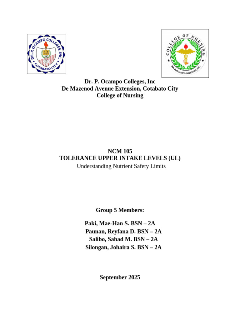 G5 Tolerance Upper Intake Level UL | PDF | Nutrients | Vitamin