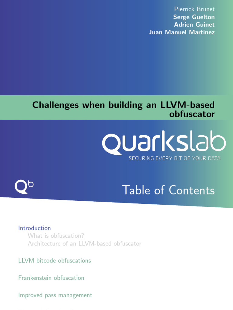 Guelton-Challenges When Building An LLVM Bitcode Obfuscator | PDF | Pointer (Computer ...