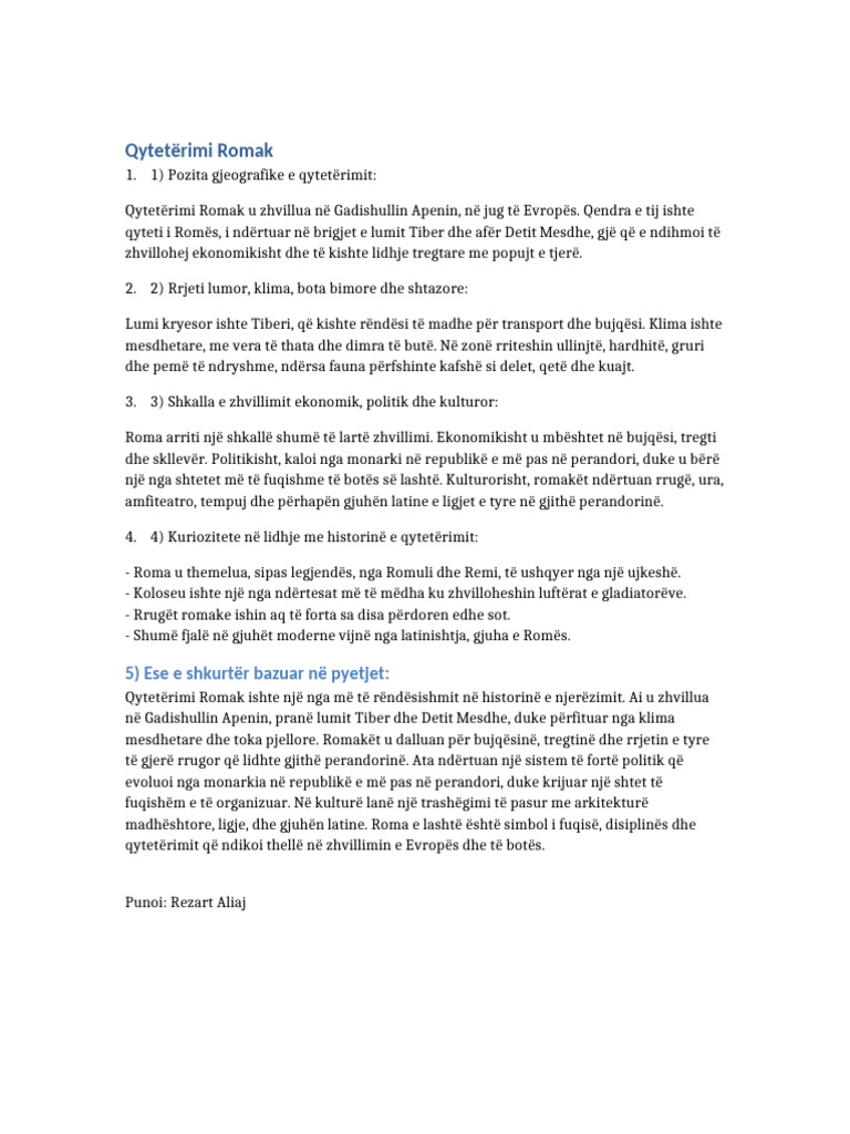 Qyteterimi Romak Rezi Updated | PDF
