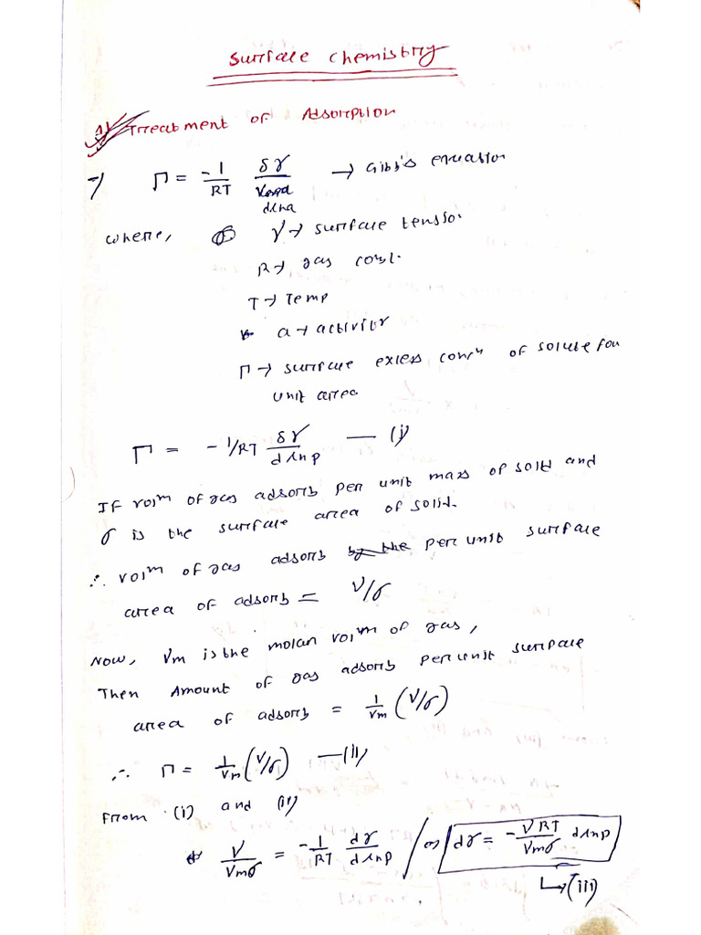 SURFACE CHEMISTRY Notes | PDF