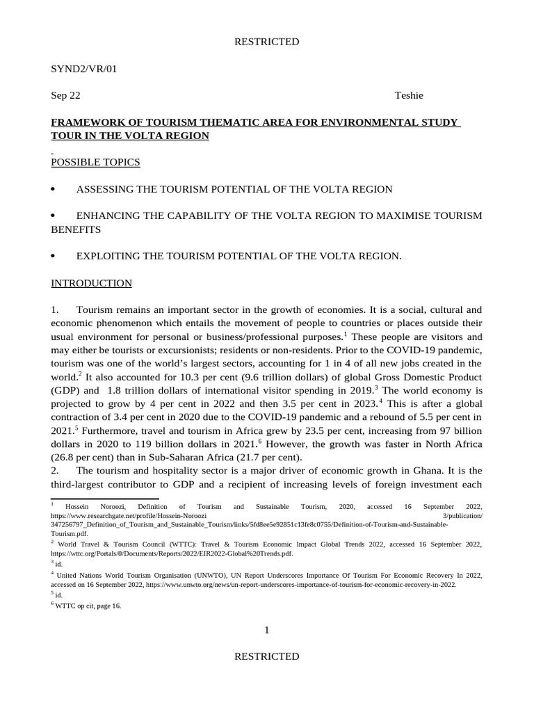 EST - Tourism - Framework 1 | PDF | Tourism | Gross Domestic Product