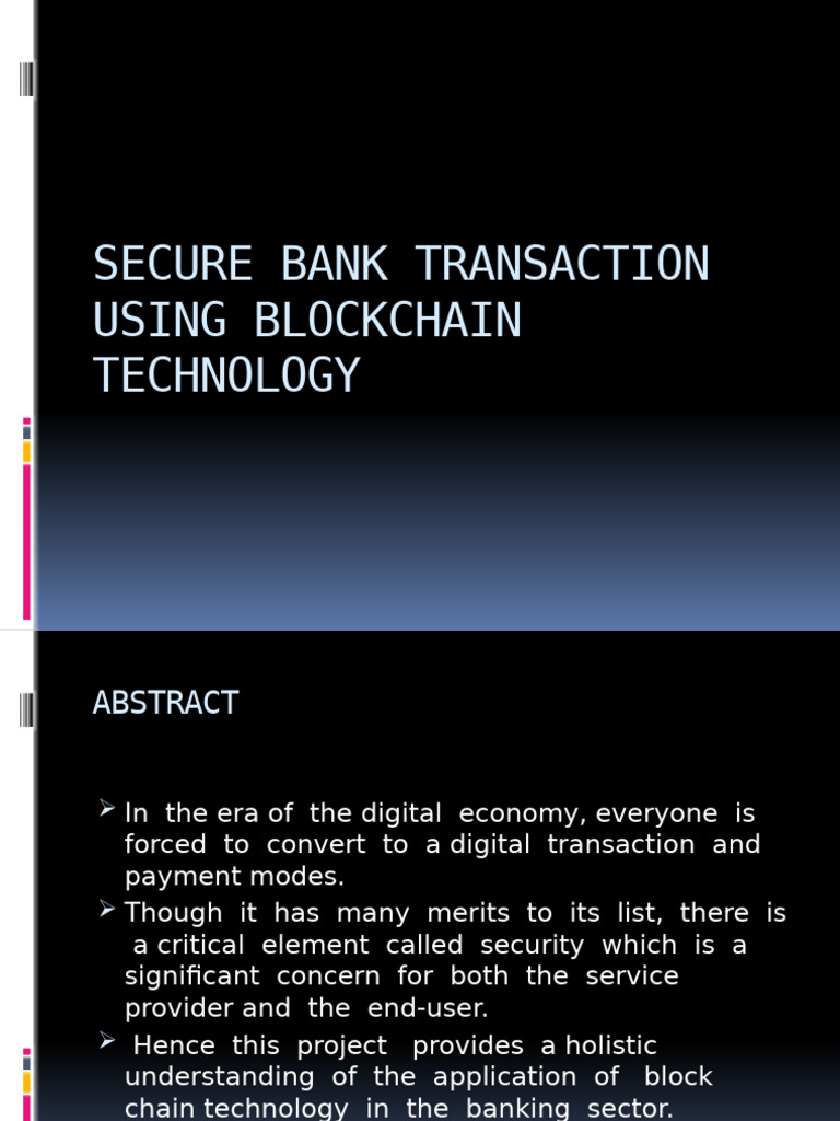 Secure Bank Transaction Using Blockchain Technology | PDF ...