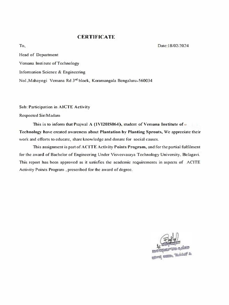 Certificate: AICTE Activity | PDF