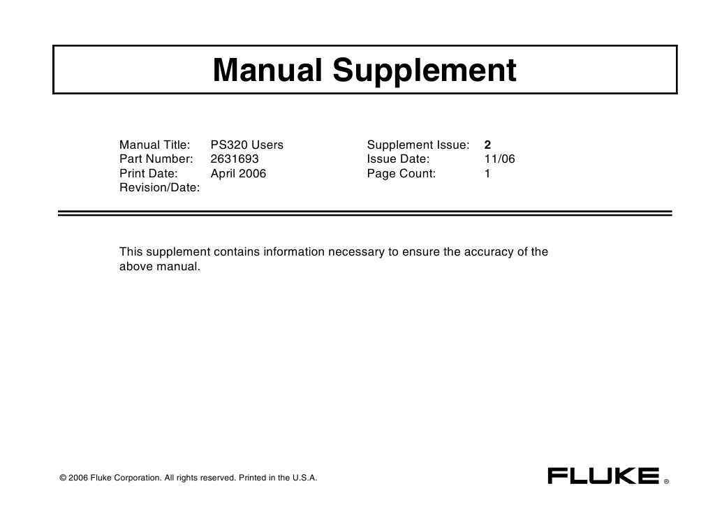 Fluke Ps320 2 | PDF