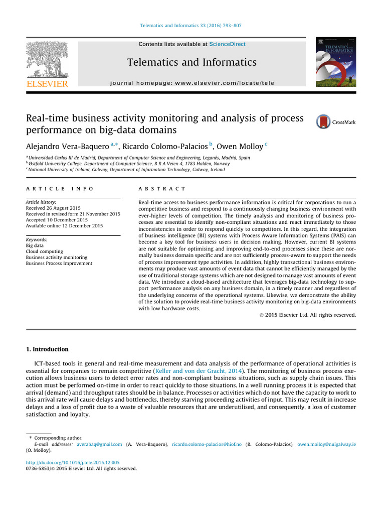 Real Time Business Activity Monitoring and Analysis of 2016 Telematics ...