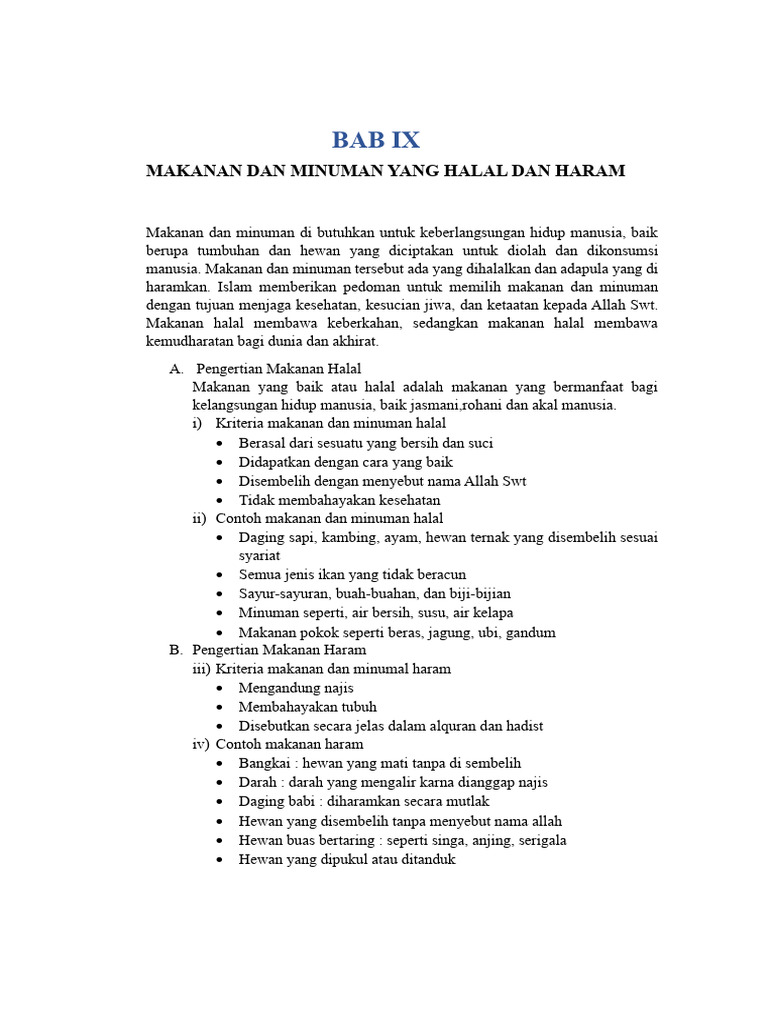 Bab Ix Makanan Minuman Halal Haram | PDF