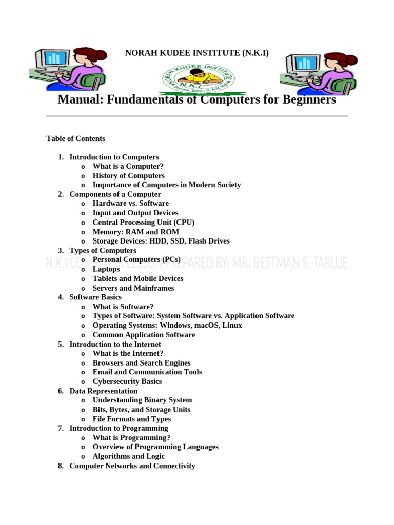 Norah Kudee Institute Computer Note - 040742 | PDF | Operating System ...