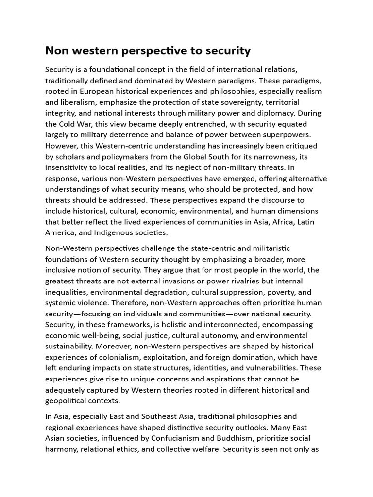 Non Western Perspective To Security | PDF | Securities | Sustainability