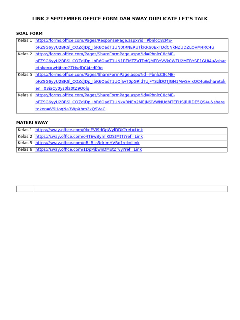 LINK Form Dan Sway Lets Talk 2 Sept | PDF