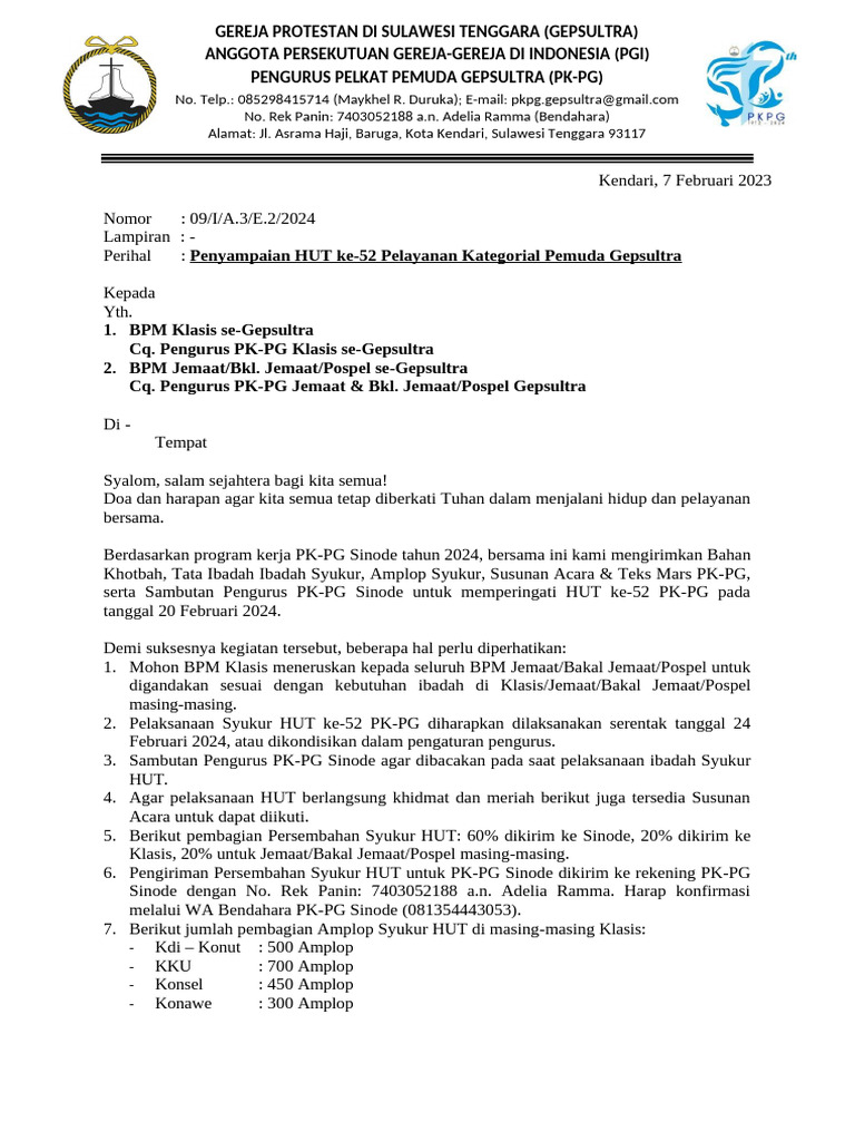 HUT ke-52 Pemuda Gepsultra 2024 | PDF