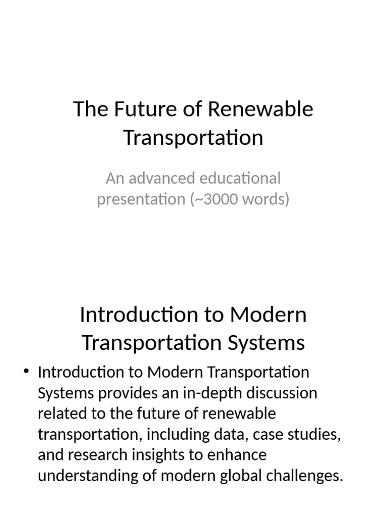 The Future of Renewable Transportation | PDF | Transport | Electric Vehicle