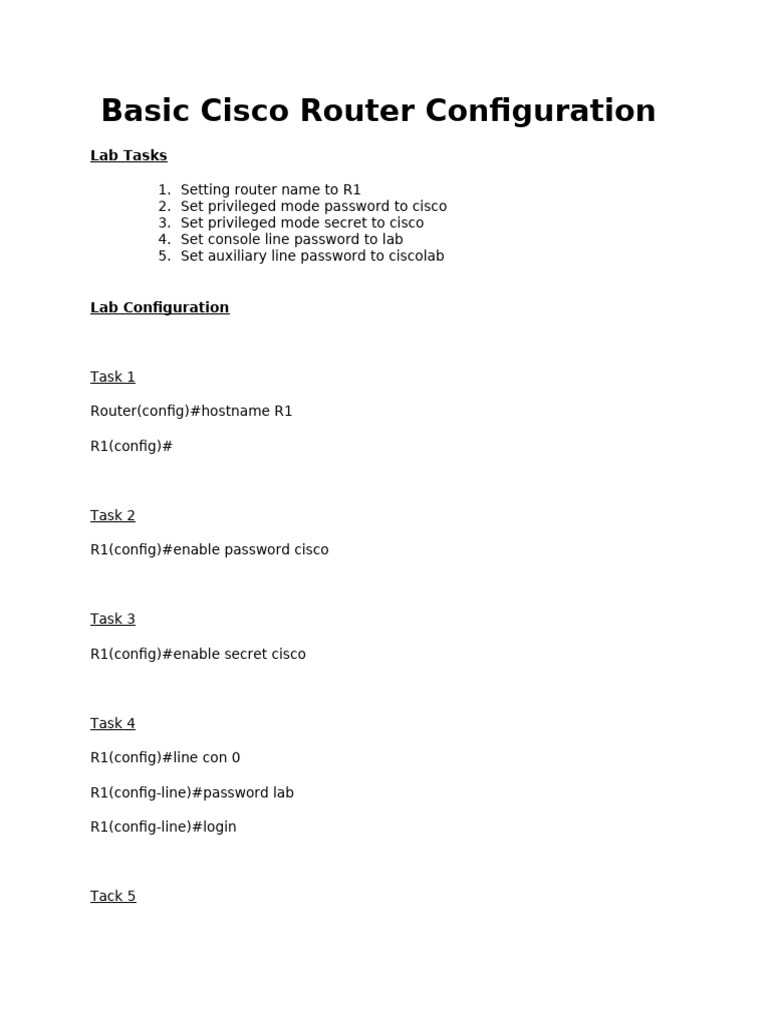 Basic Cisco Router Configuration | PDF | Network Protocols | Computer ...